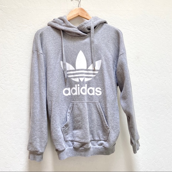 adidas | Tops | Adidas Trefoil Gray Hoodie | Poshmark